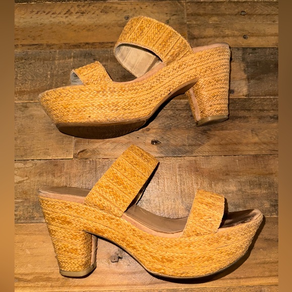 Shoes | Stuart Weitzman Rattan Rafia Wedge Sandals Chunky Heel | Poshmark